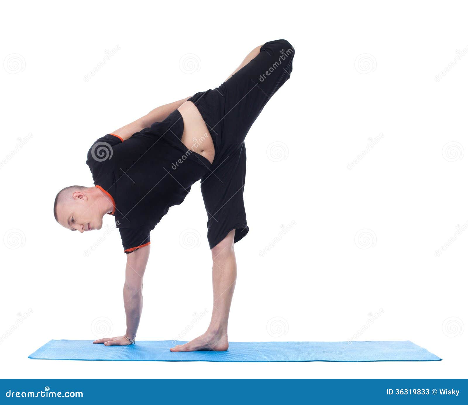 Studio Shot of Handsome Man Keeping Balance Stock Image - Image of ...