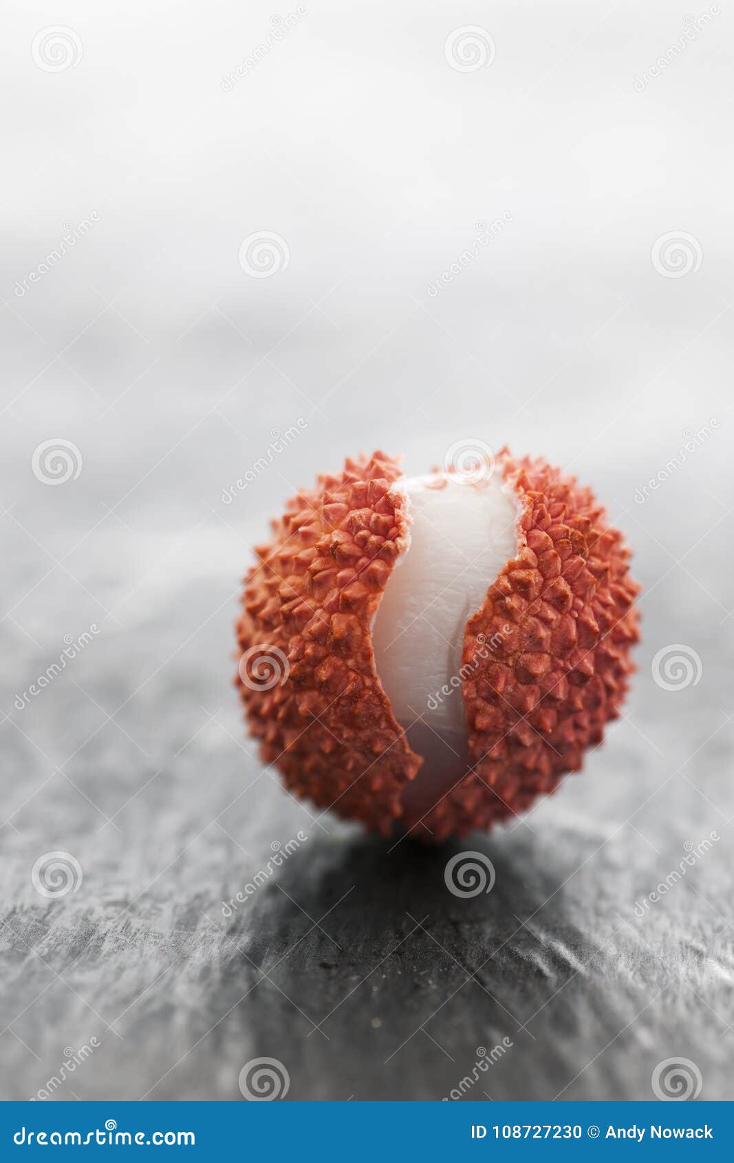 Single Lychee on Slate Against the Light Stock Photo - Image of open ...