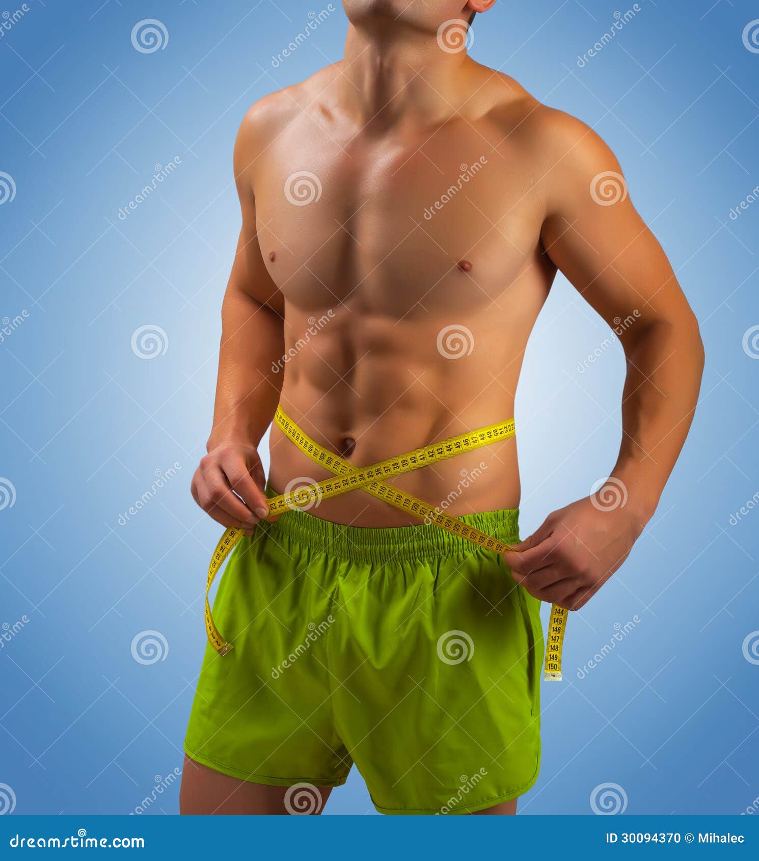 Male Torso with Measure Tape Stock Photo - Image of measure, measuring ...