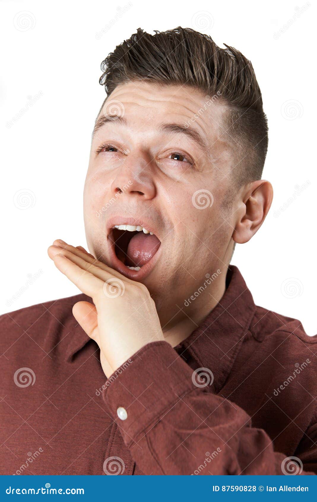 Studio Shot of Man Yawning stock photo. Image of shot - 87590828