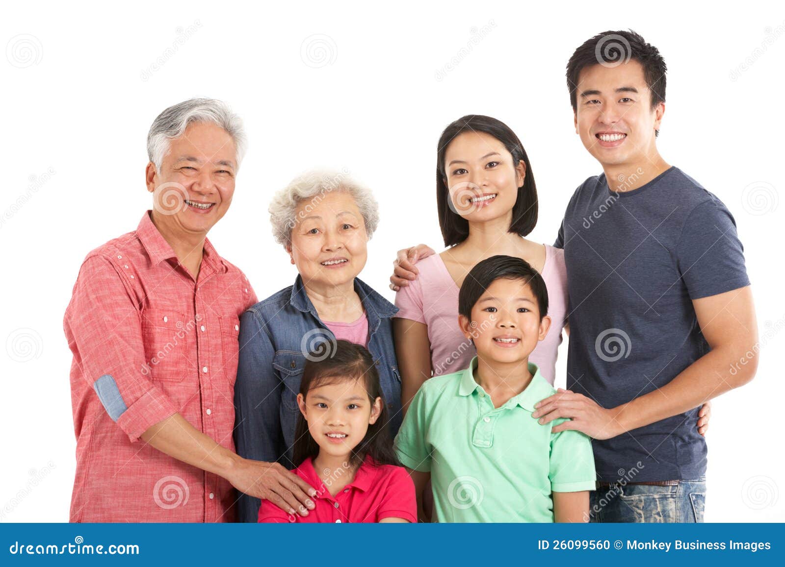 Studio Shot of Multi-Generation Chinese Family Stock Photo - Image of ...