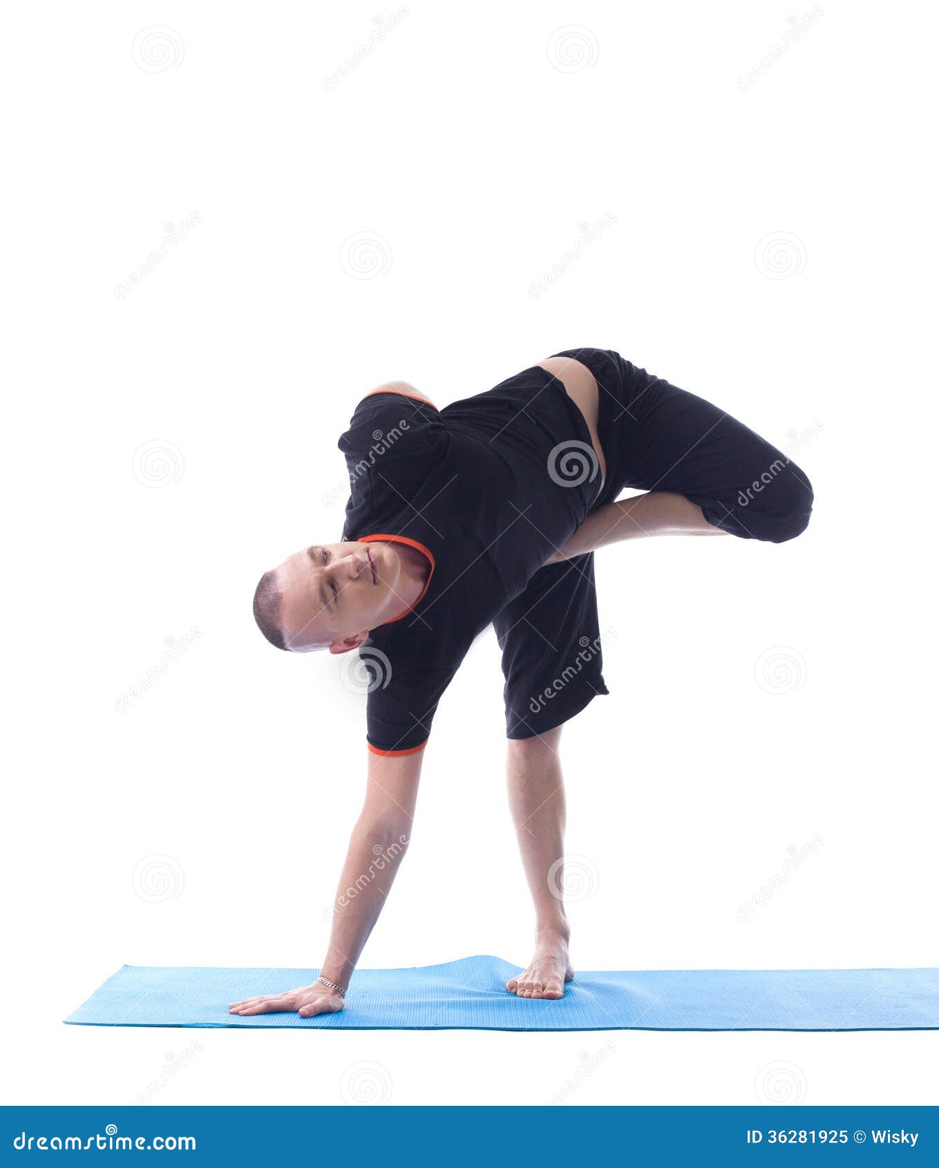 Studio Shot of Muscular Man Doing Yoga Stock Image - Image of posing ...