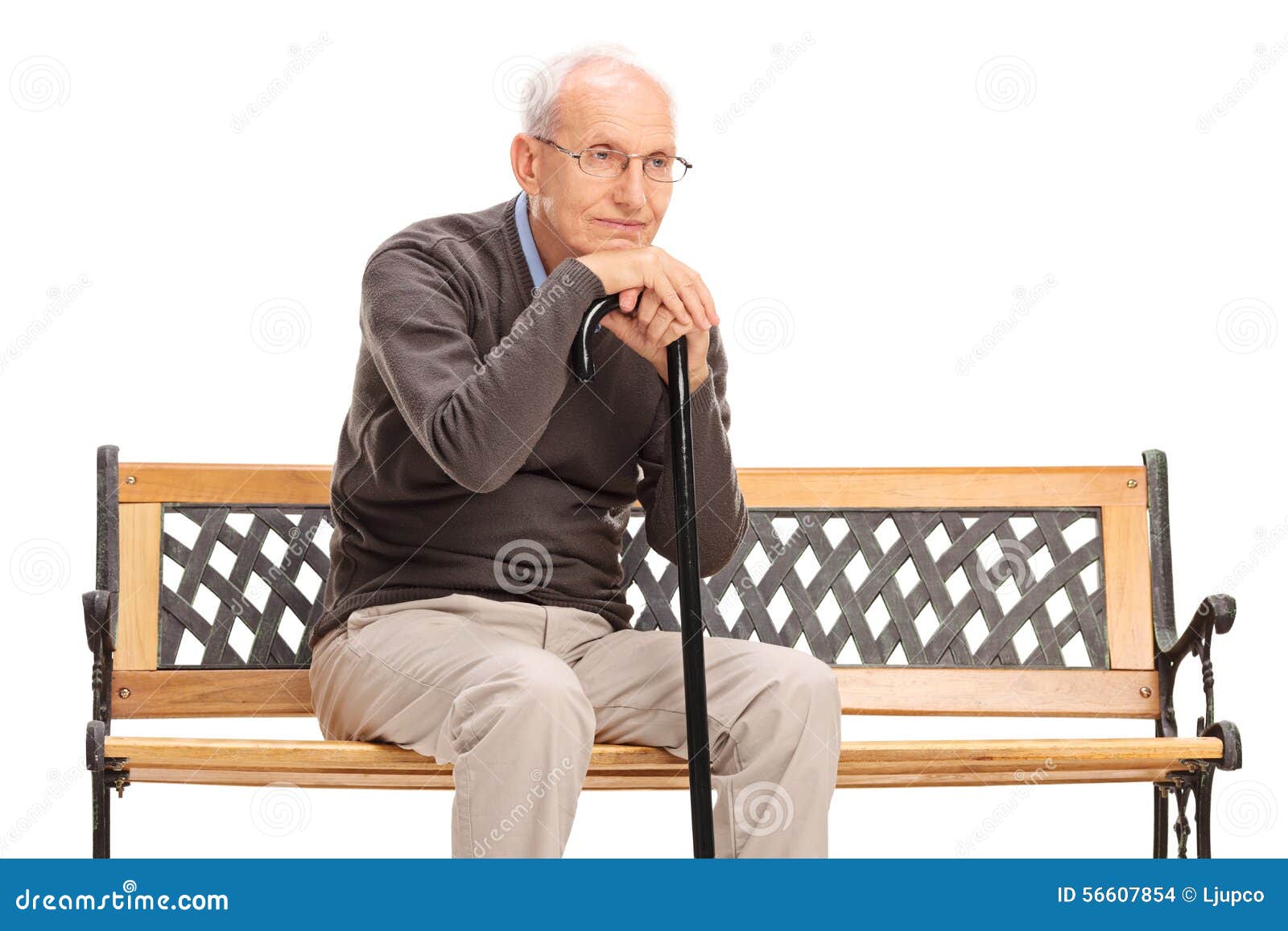 Studio Shot of a Pensive Senior Gentleman Stock Photo - Image of cane ...