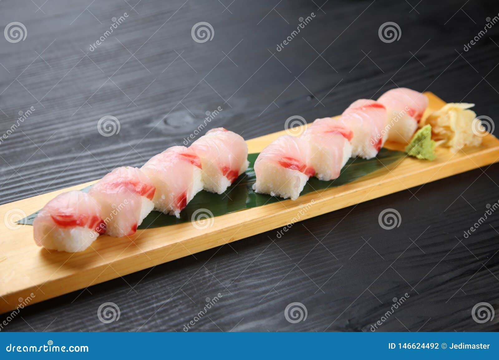 Red snapper pressed sushi stock photo. Image of delicacy - 146624492