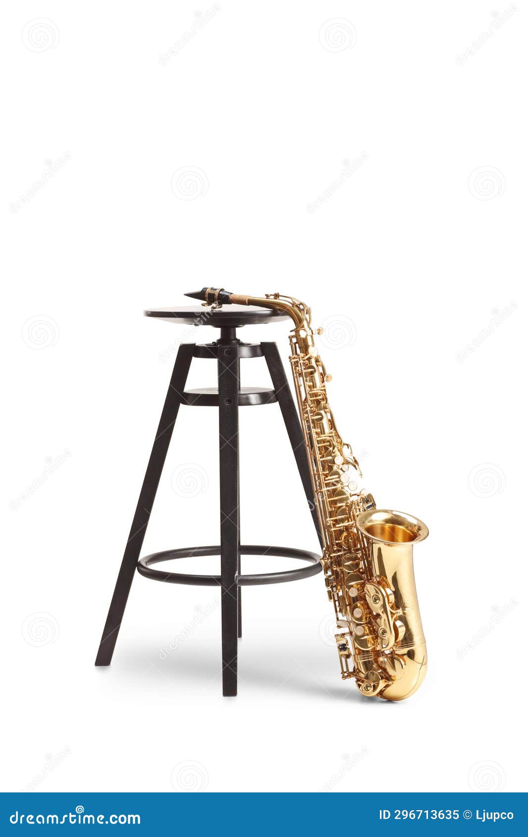 Studio Shot of a Saxophone Leaning on a Chair Stock Image - Image of ...