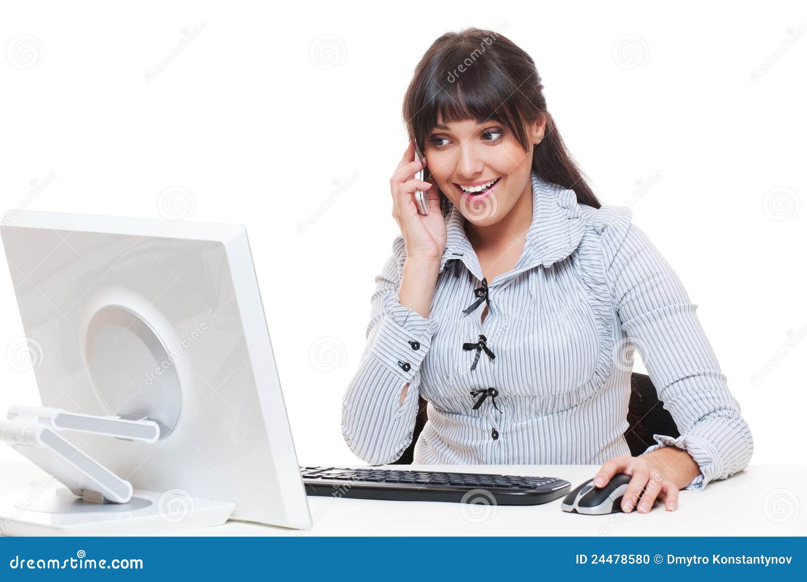 Studio Shot of Secretary Talking on the Phone Stock Photo - Image of ...
