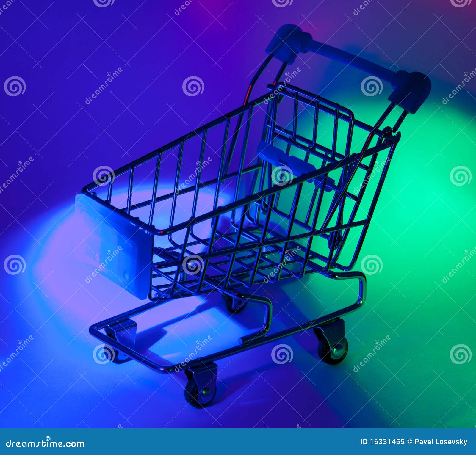 Studio Shot of Shopping Cart in Multicolor Light Stock Image - Image of ...