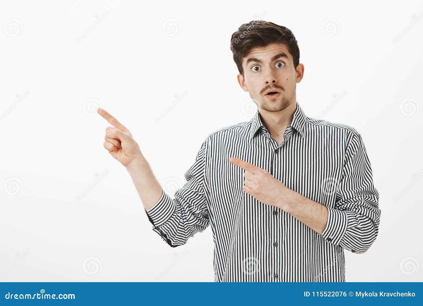 Studio Shot Of Speechless Shocked Attractive Guy With Moustache ...