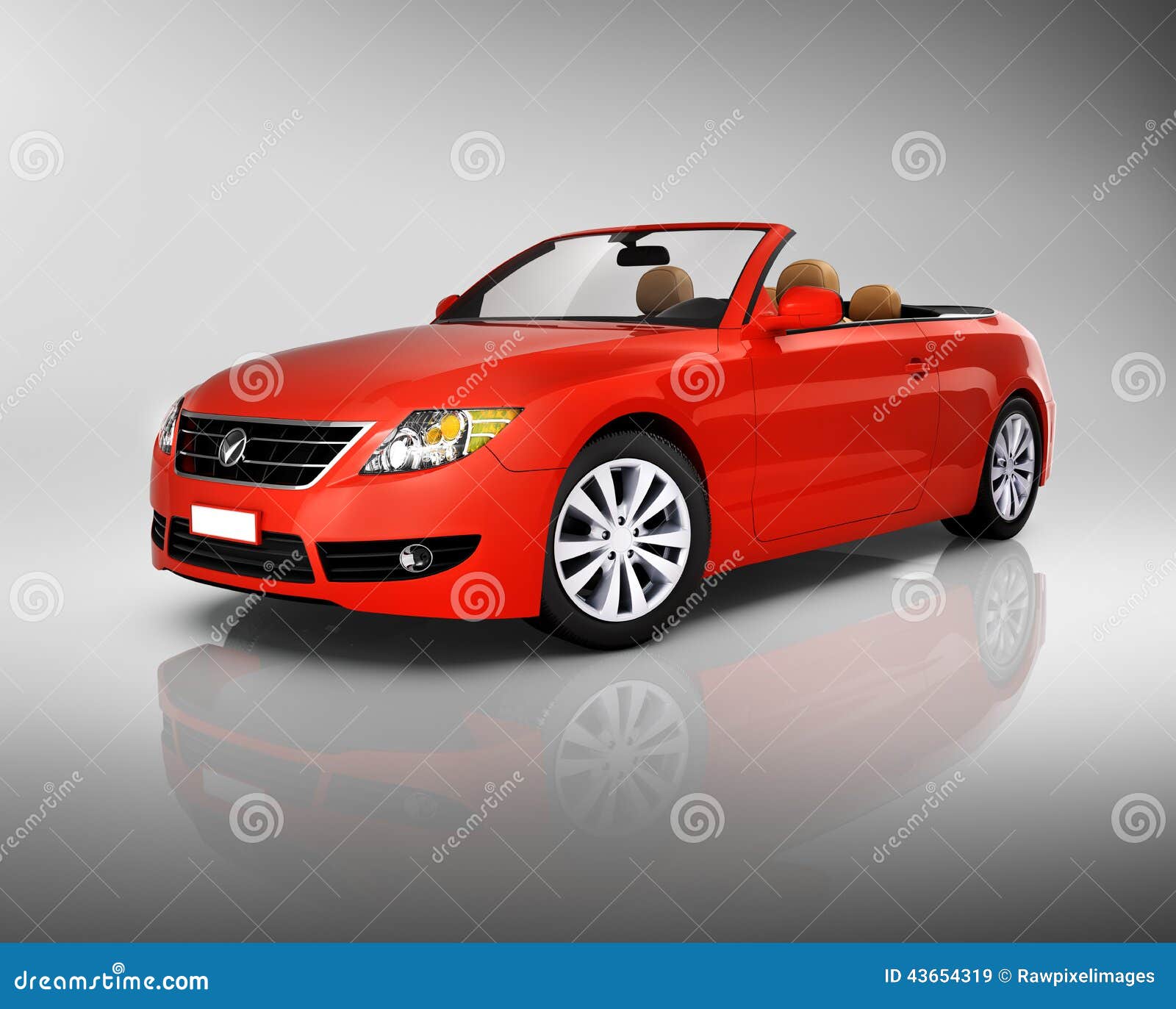 Studio Shot of Three-Dimensional Red Convertible Stock Illustration ...