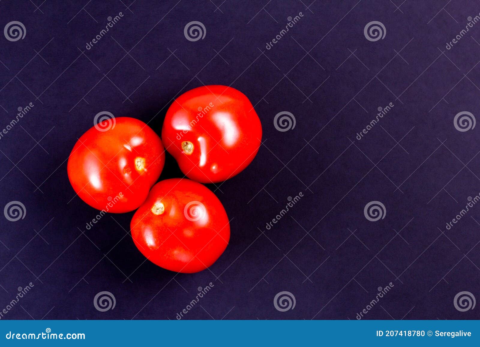 Studio Shot, Three Red Tomatoes on a Black Texture Surface with Space ...