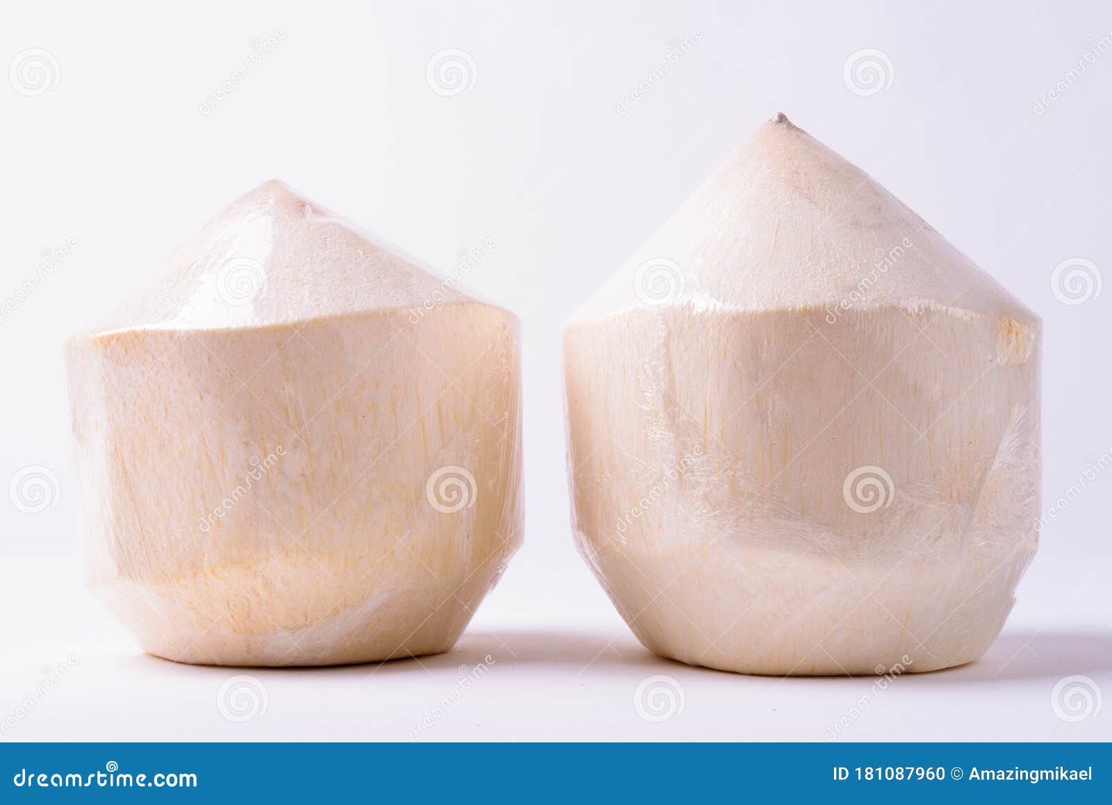 Portrait of Two Coconuts Against White Background Stock Photo - Image ...