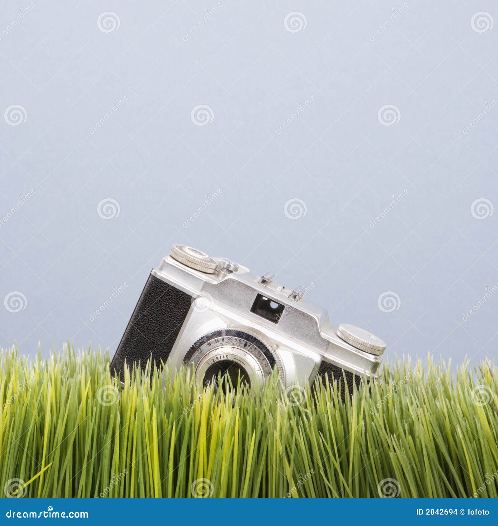Studio Shot of Vintage Camera in Grass. Stock Photo - Image of studio ...