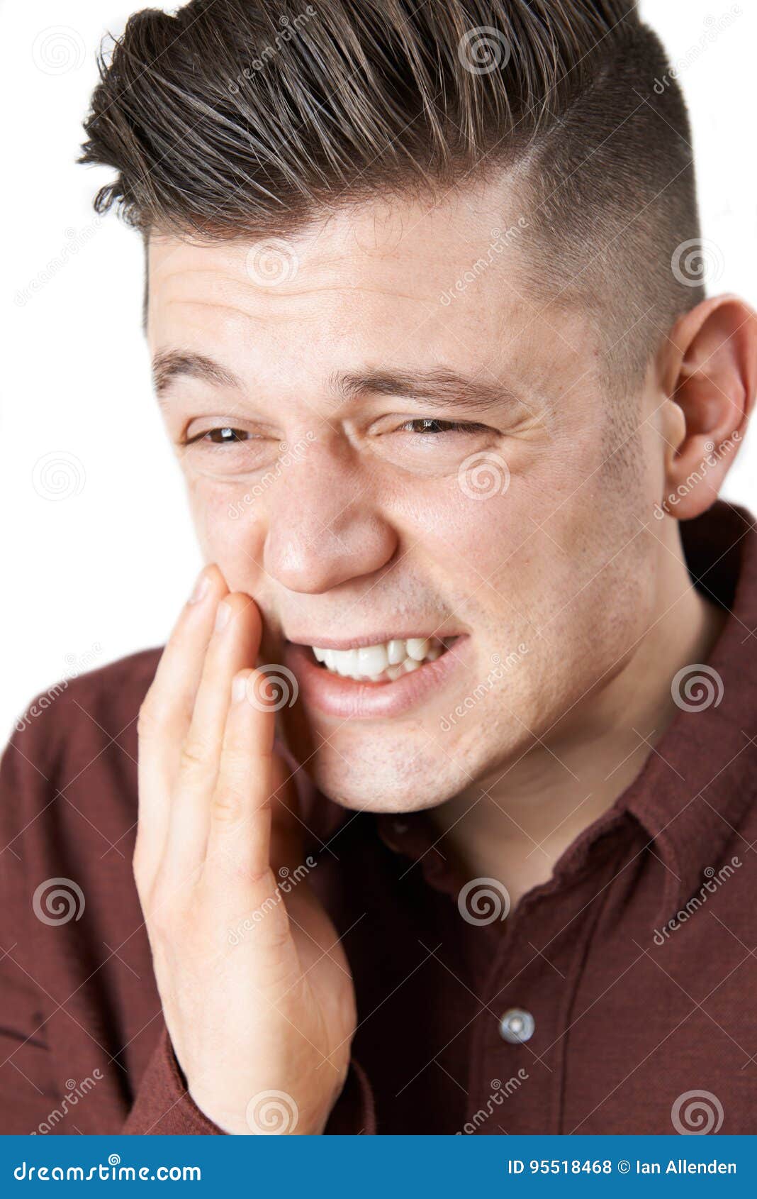 Studio Shot of Young Man Suffering with Toothache Stock Photo - Image ...