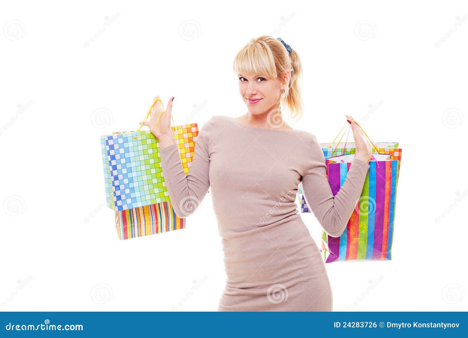 Studio Shot of Young Shopper Stock Photo - Image of holding, caucasian ...