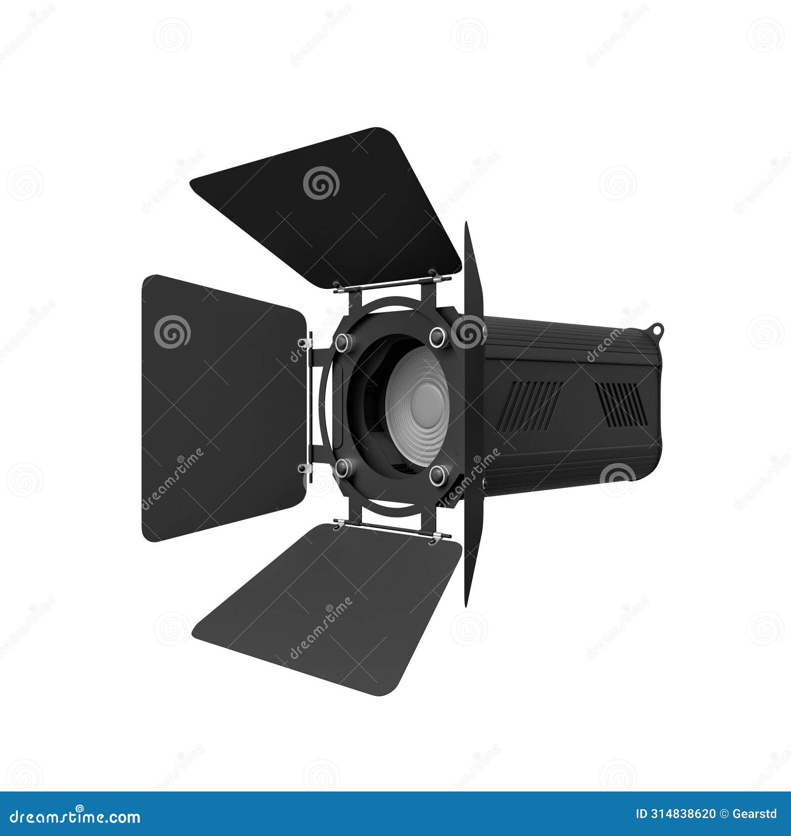 Studio Spotlight with Barn Doors Side View Stock Illustration ...