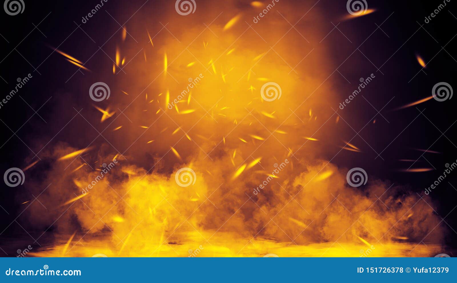 Studio Spotlight . Stage with Smoke on the Floor Background. Design ...