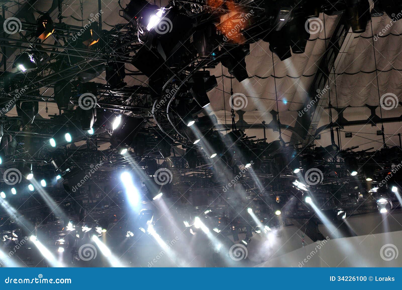 Studio spotlights. stock photo. Image of roof, light - 34226100