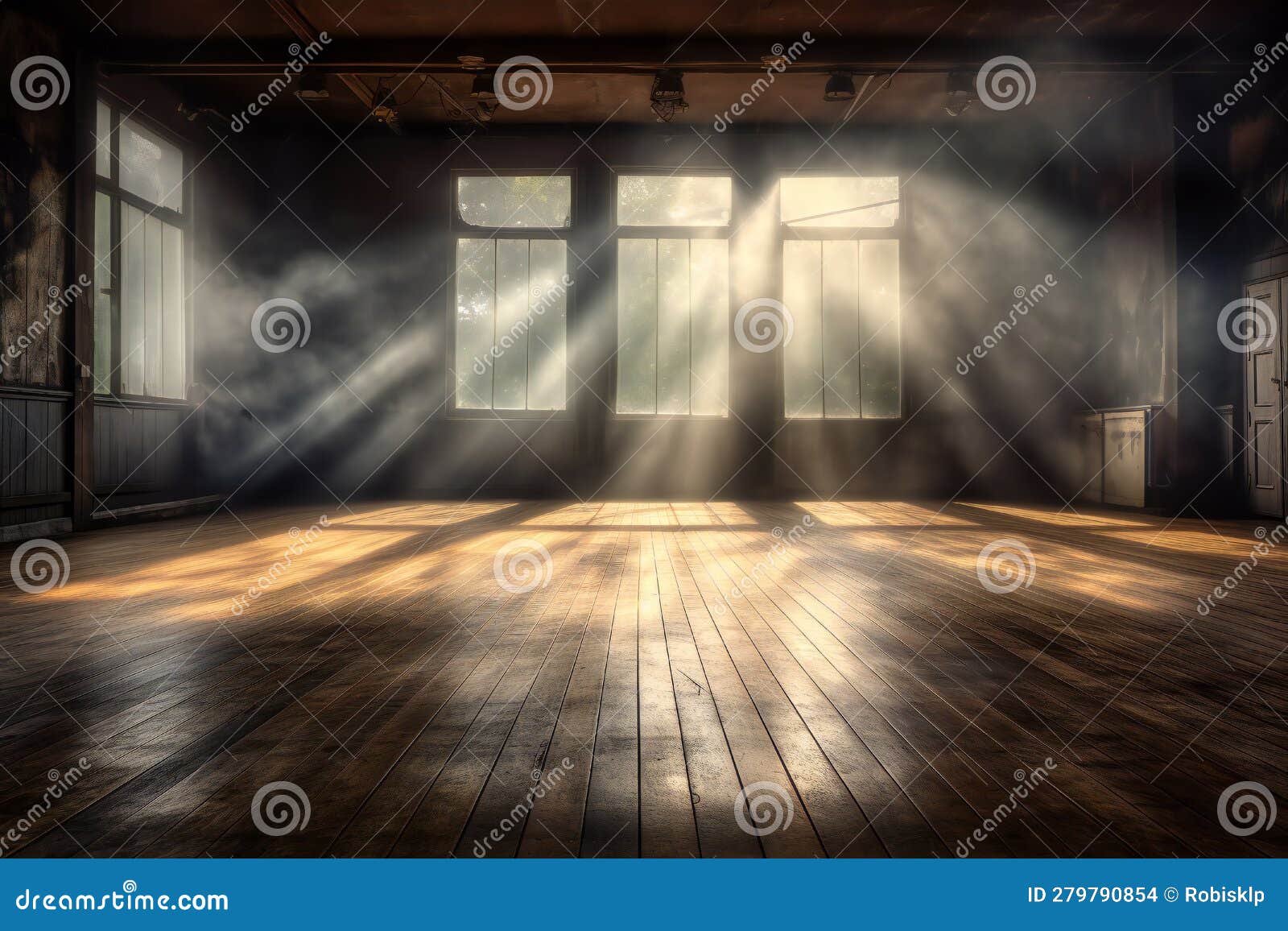 Studio Or Stage With Smoke And Lights For Showcasing Product Stock ...