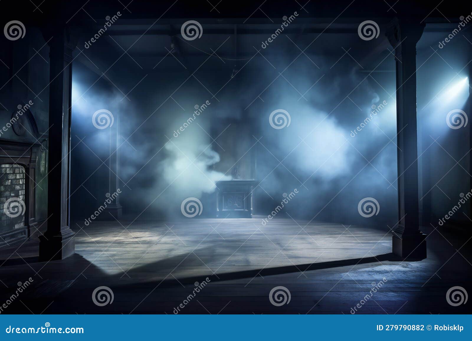 Studio or Stage with Smoke and Lights for Showcasing Product Stock ...