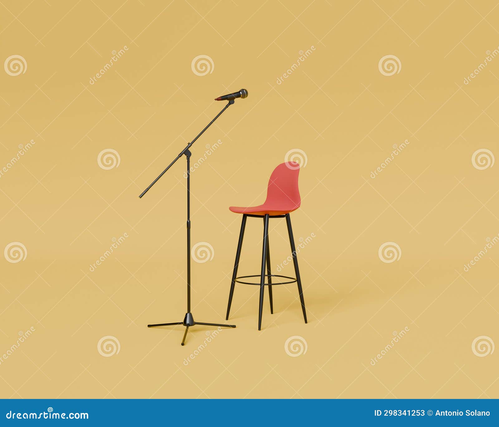 Studio Stool With A Microphone On A Yellow Background Stock Image ...