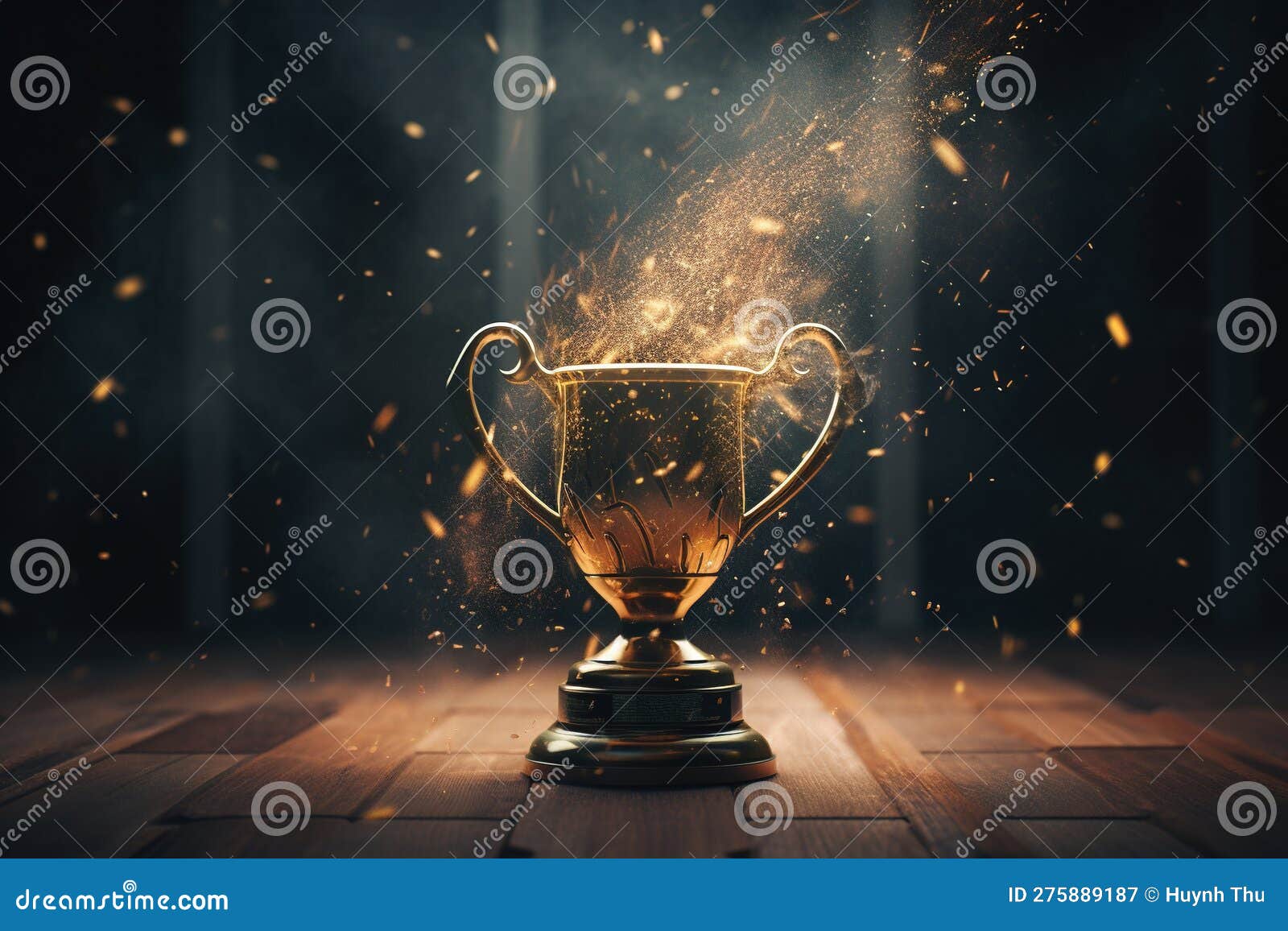 Studio Trophy in Bright Light with Blurred Sparks Stock Illustration ...