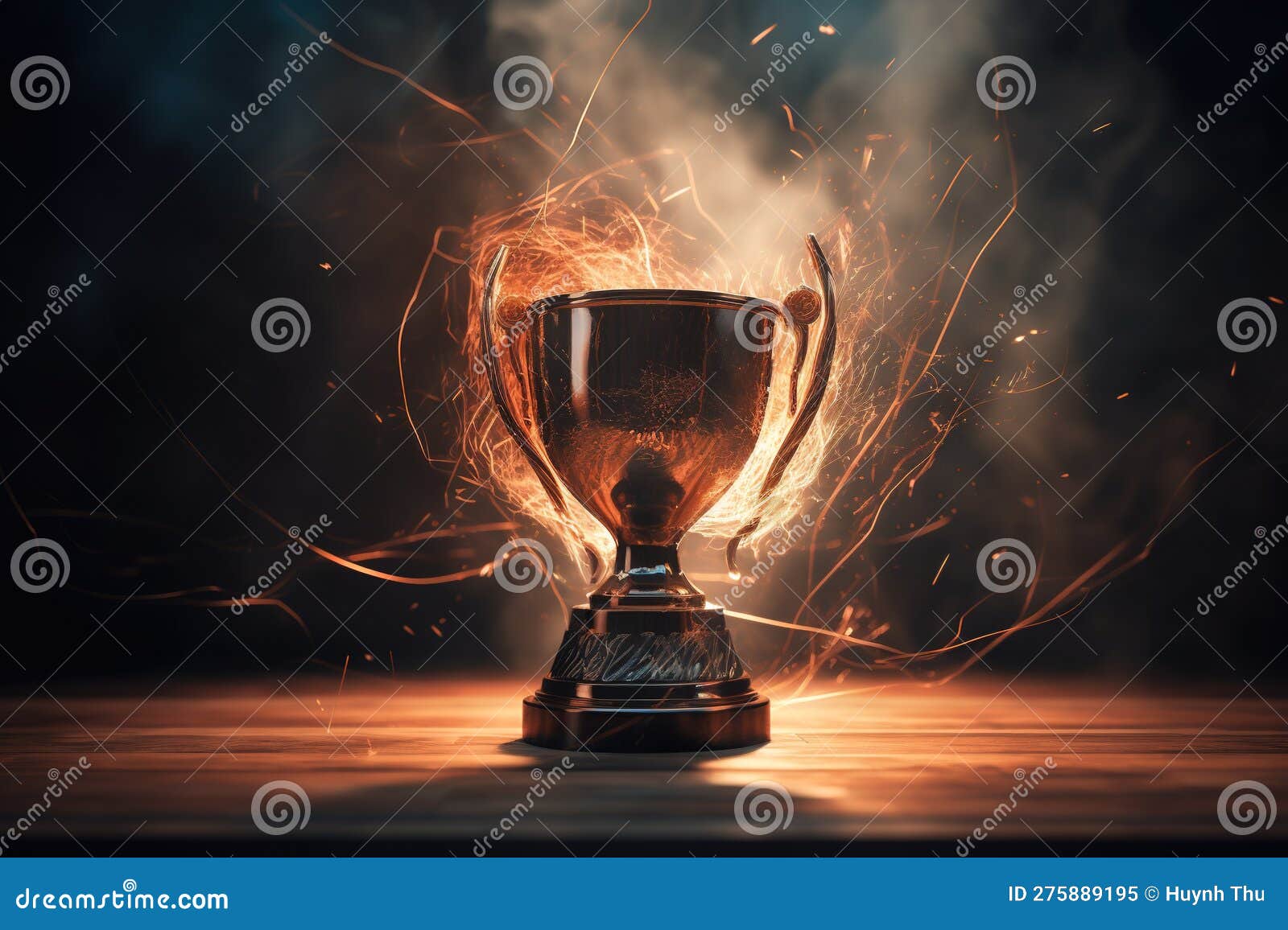 Studio Trophy in Bright Light with Blurred Sparks Stock Illustration ...