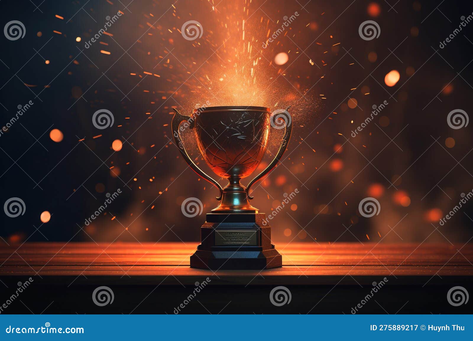 Studio Trophy in Bright Light with Blurred Sparks Stock Illustration ...