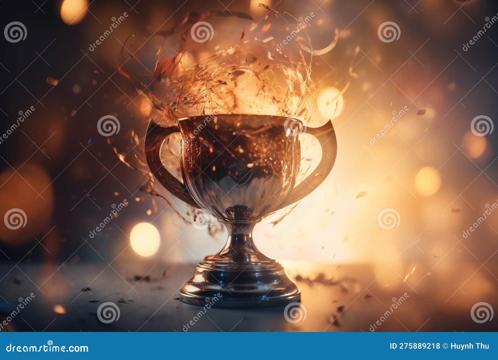 Studio Trophy in Bright Light with Blurred Sparks Stock Illustration ...