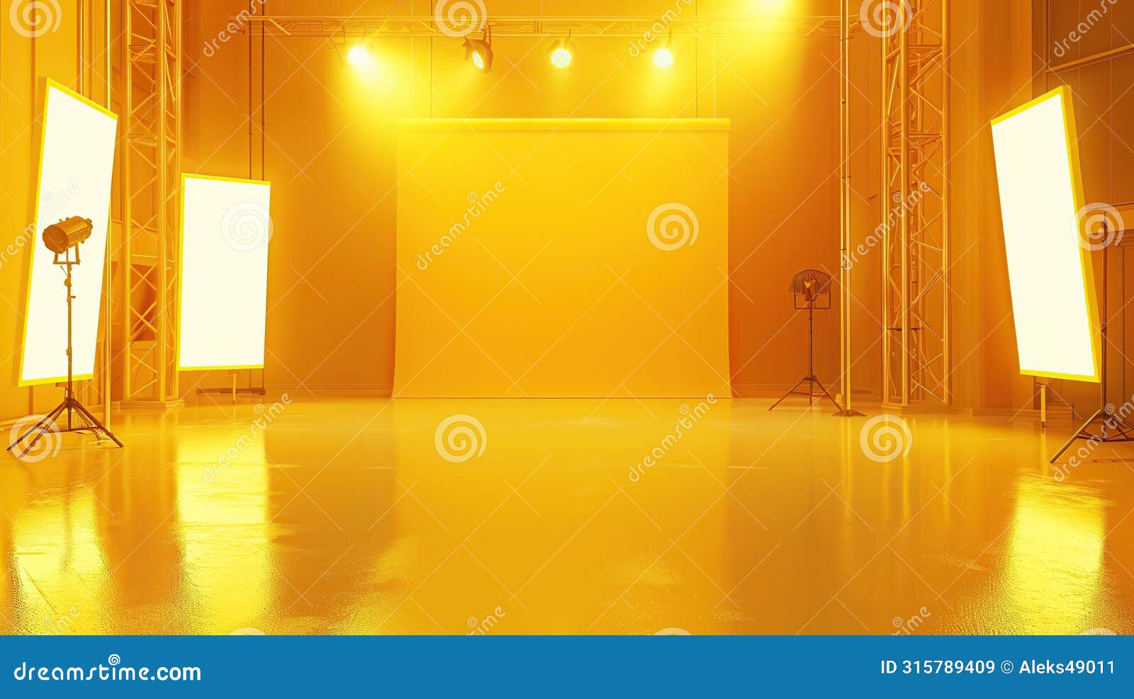 Studio Yellow Background. Interior of a Fashionable Room. Presentation ...