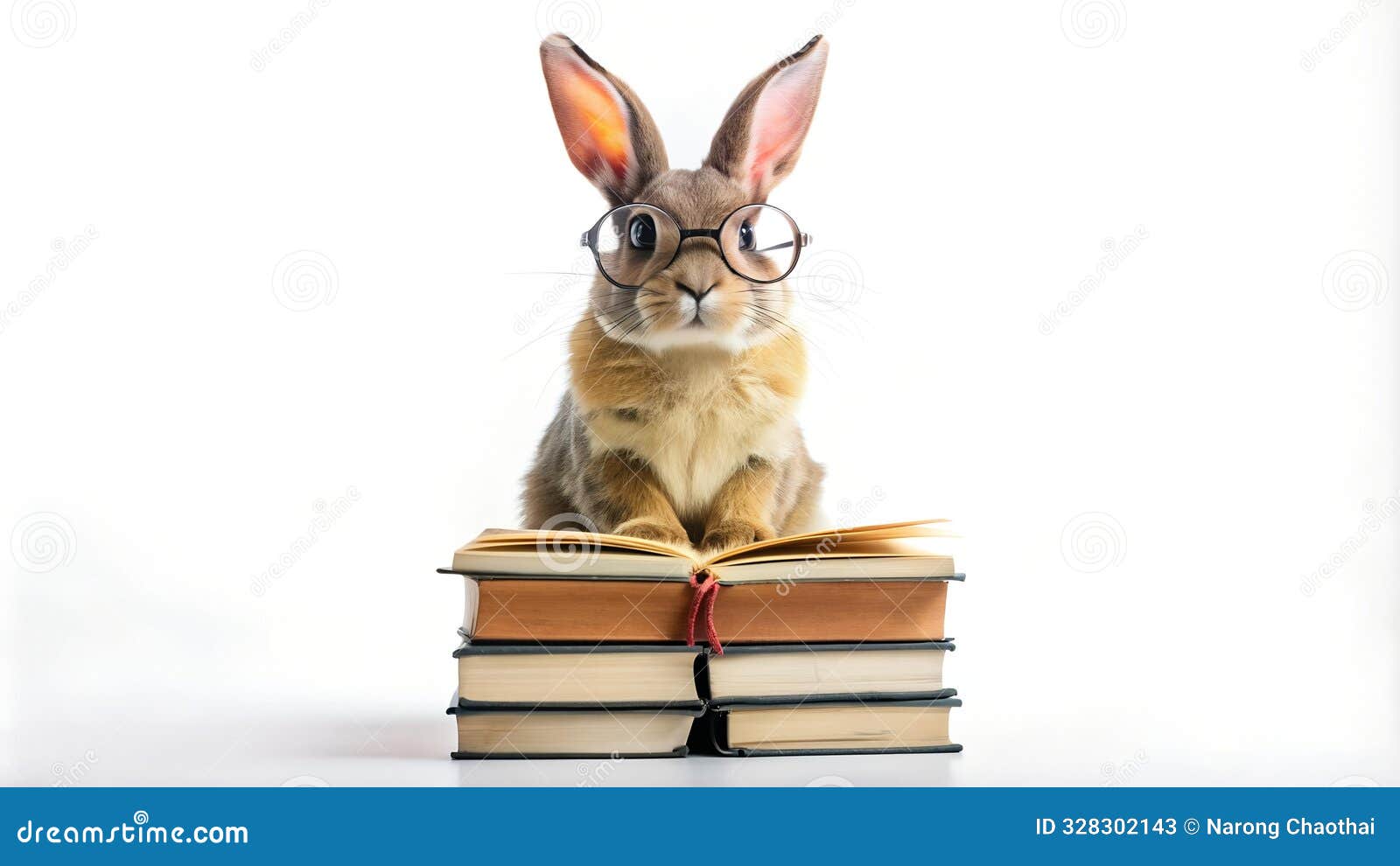 A Studious Bunny with a Book and Glasses AI Generated Stock ...