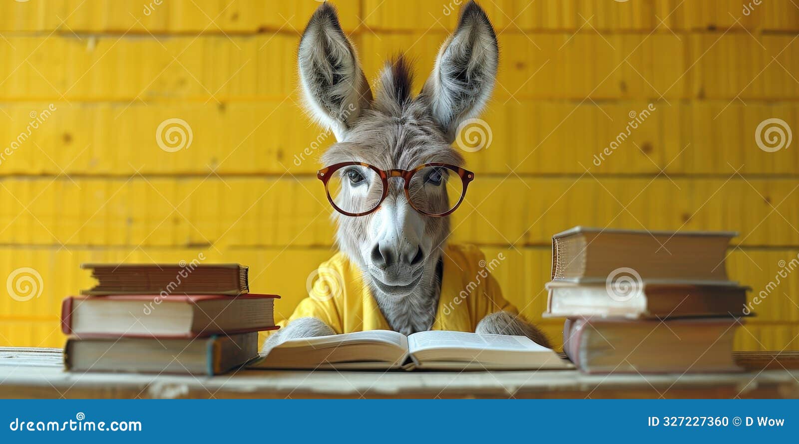 Studious Donkey Reading in Cozy Library Stock Photo - Image of studious ...