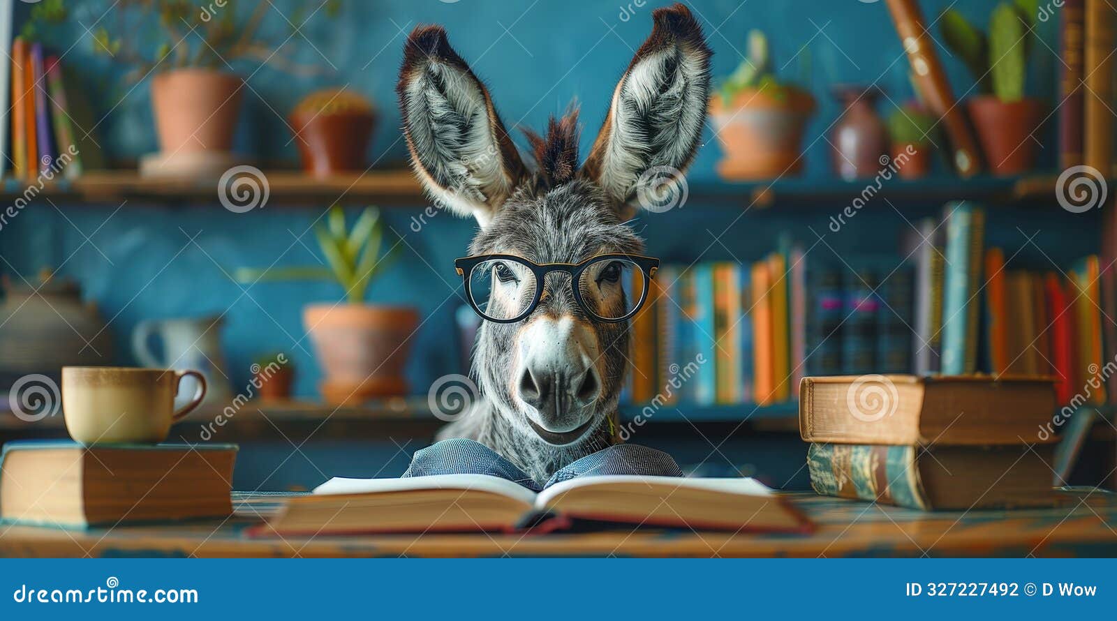 Studious Donkey Reading in Cozy Library Stock Photo - Image of smart ...