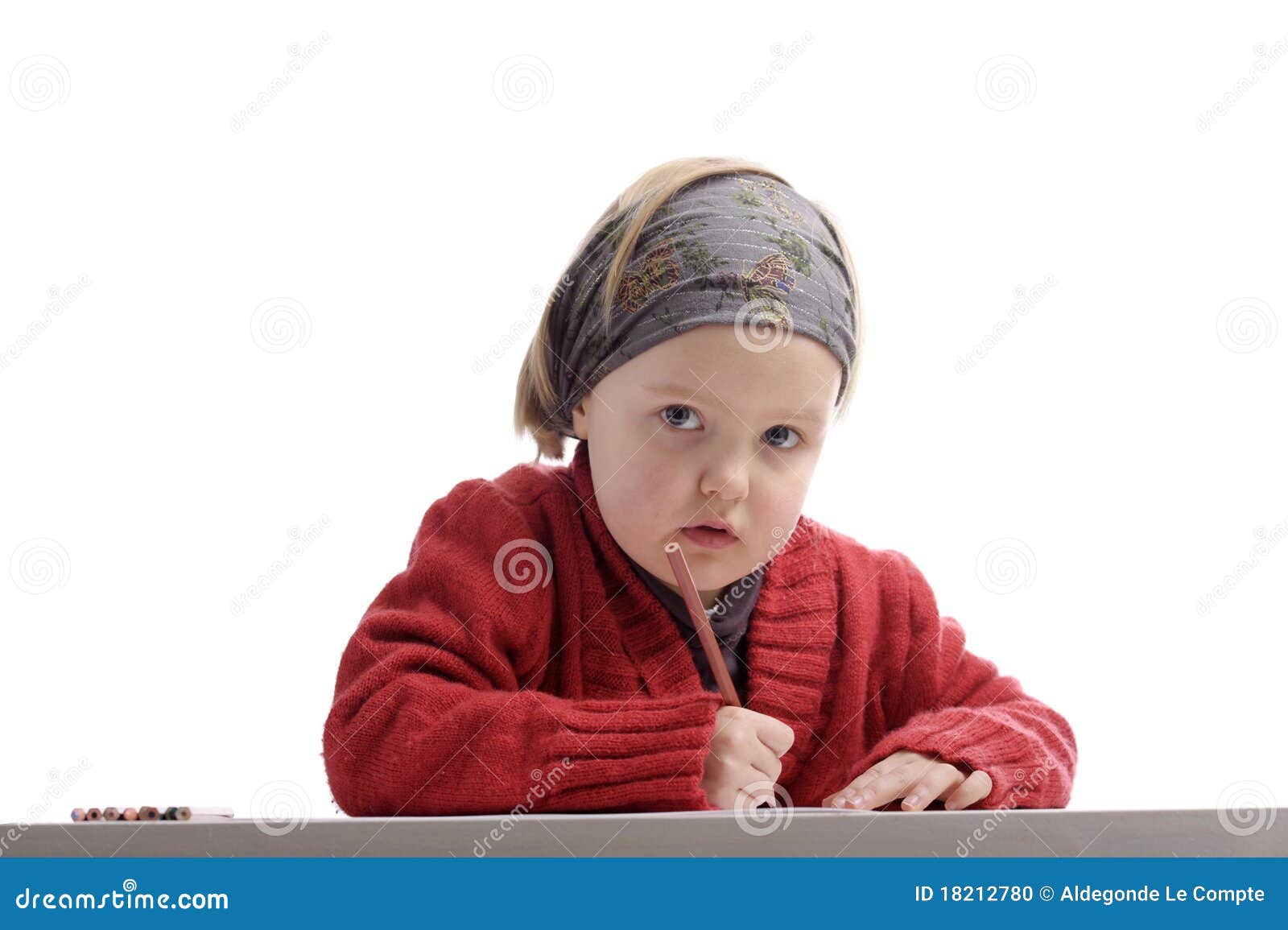 Studious little girl stock photo. Image of girl, studio - 18212780