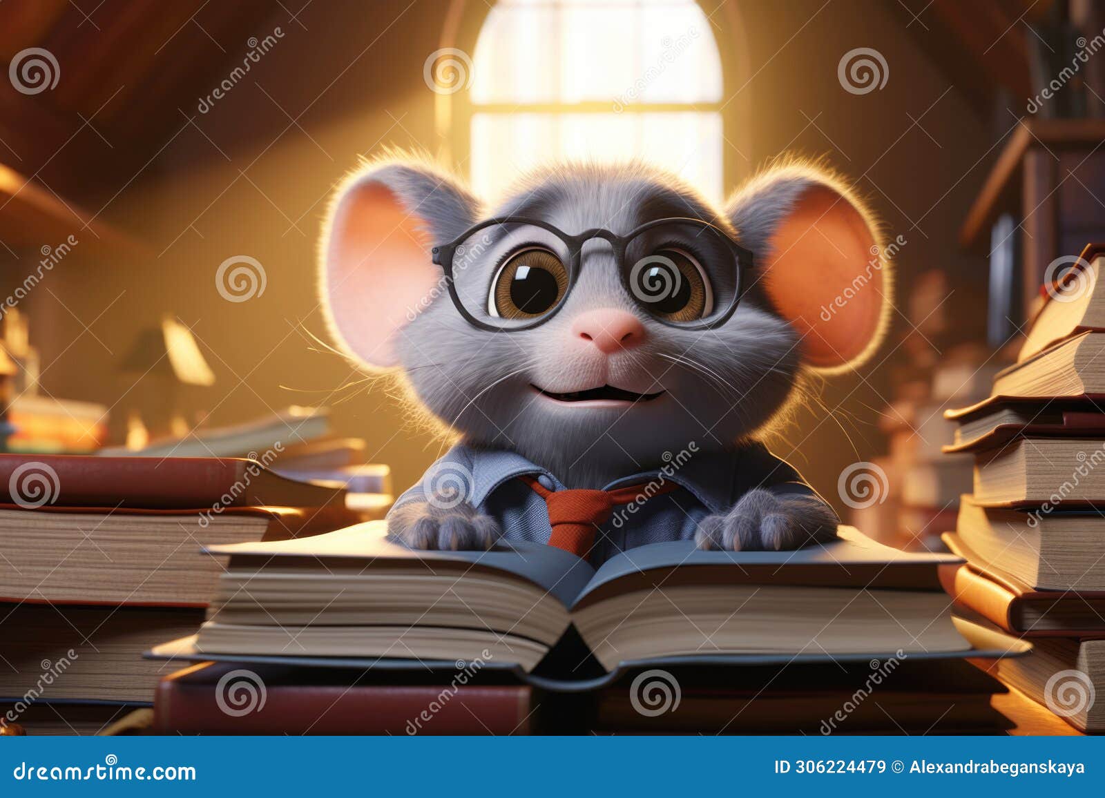 Studious Mouse with Glasses Stock Illustration - Illustration of ...
