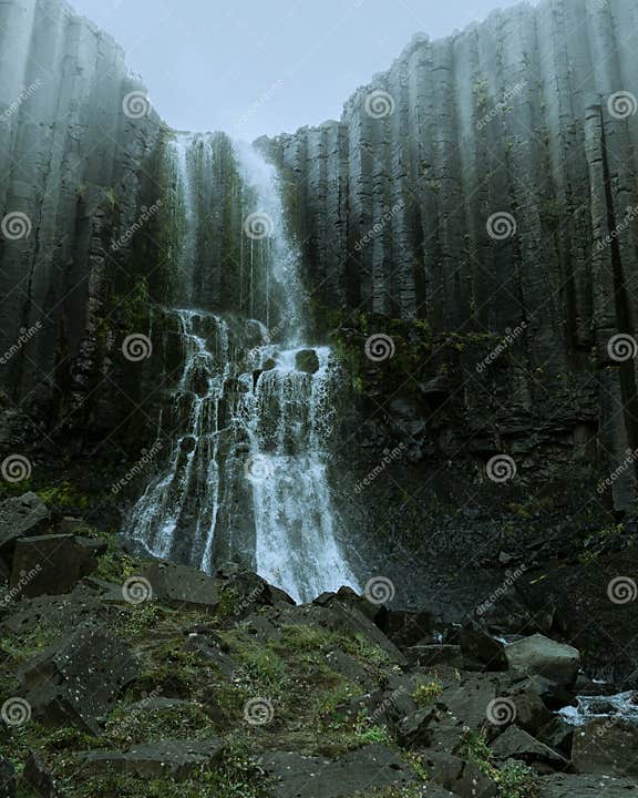 Studlafoss Waterfall in East Iceland Stock Photo - Image of rural ...