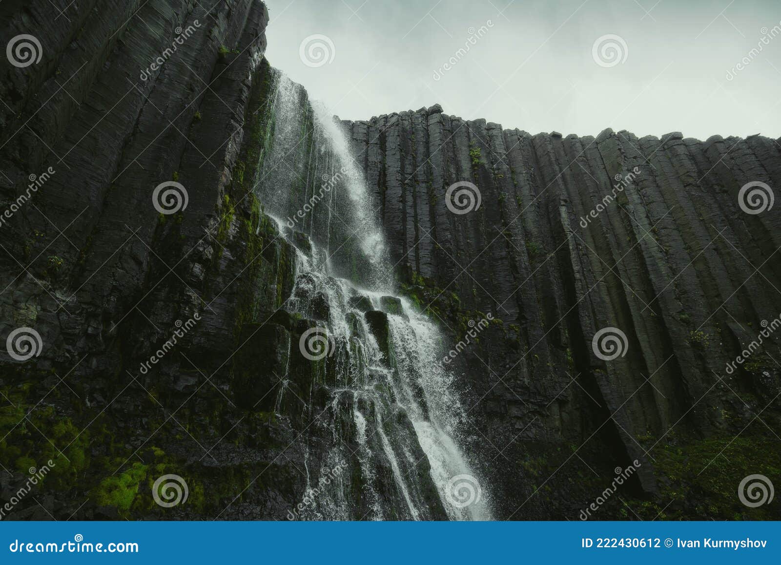 Studlafoss Waterfall with Basalt Columns in Iceland Stock Photo - Image ...