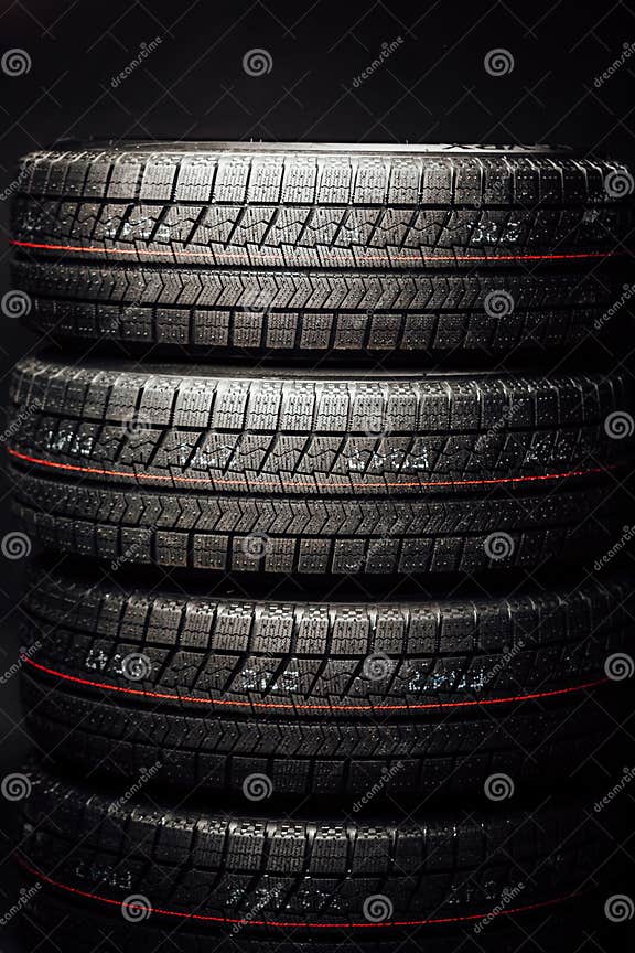 Studless Winter Tires Stack Stock Image - Image of style, background ...