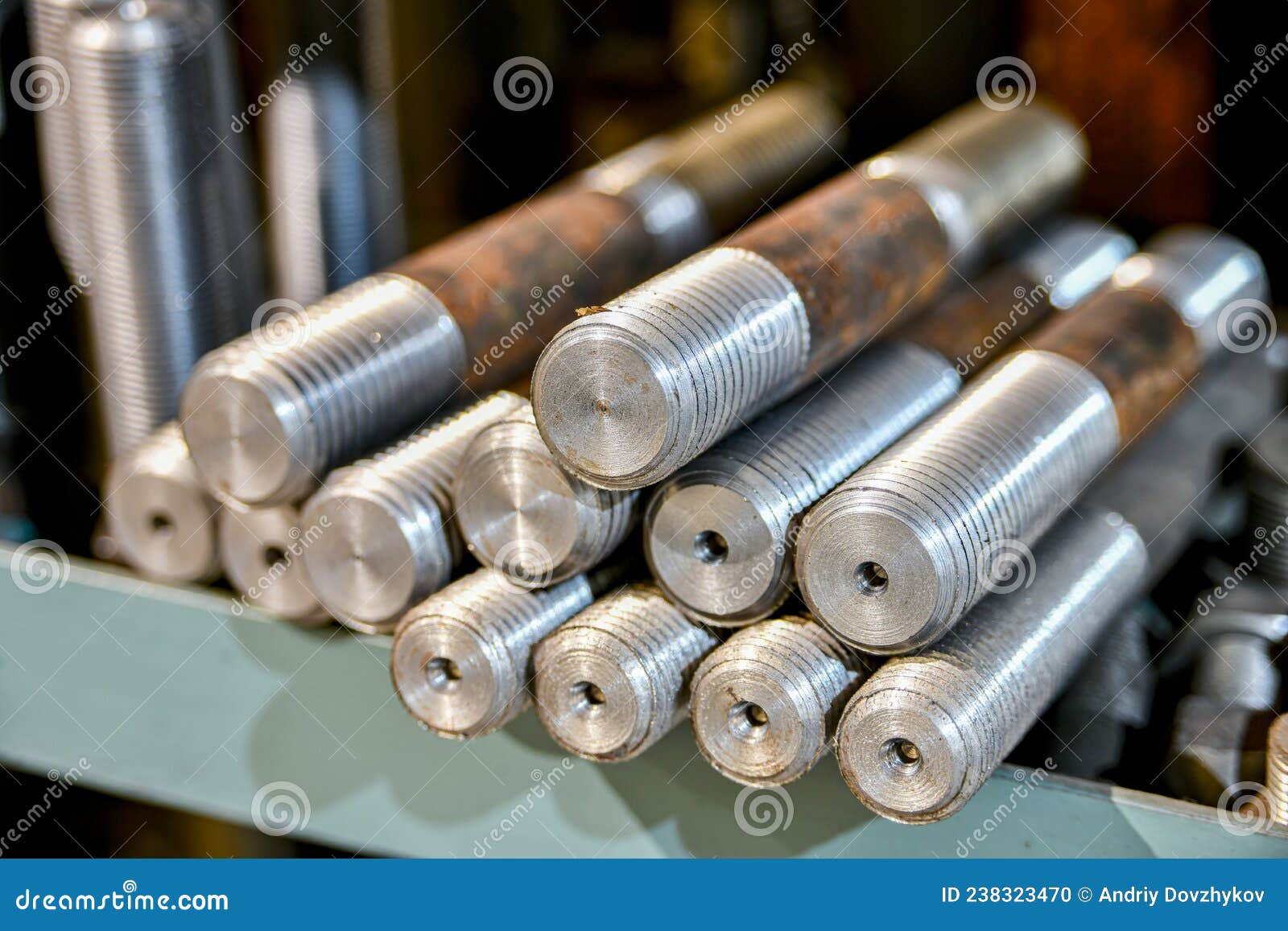 Studs with Thread on Both Sides, Turned on a Lathe Stock Photo - Image ...