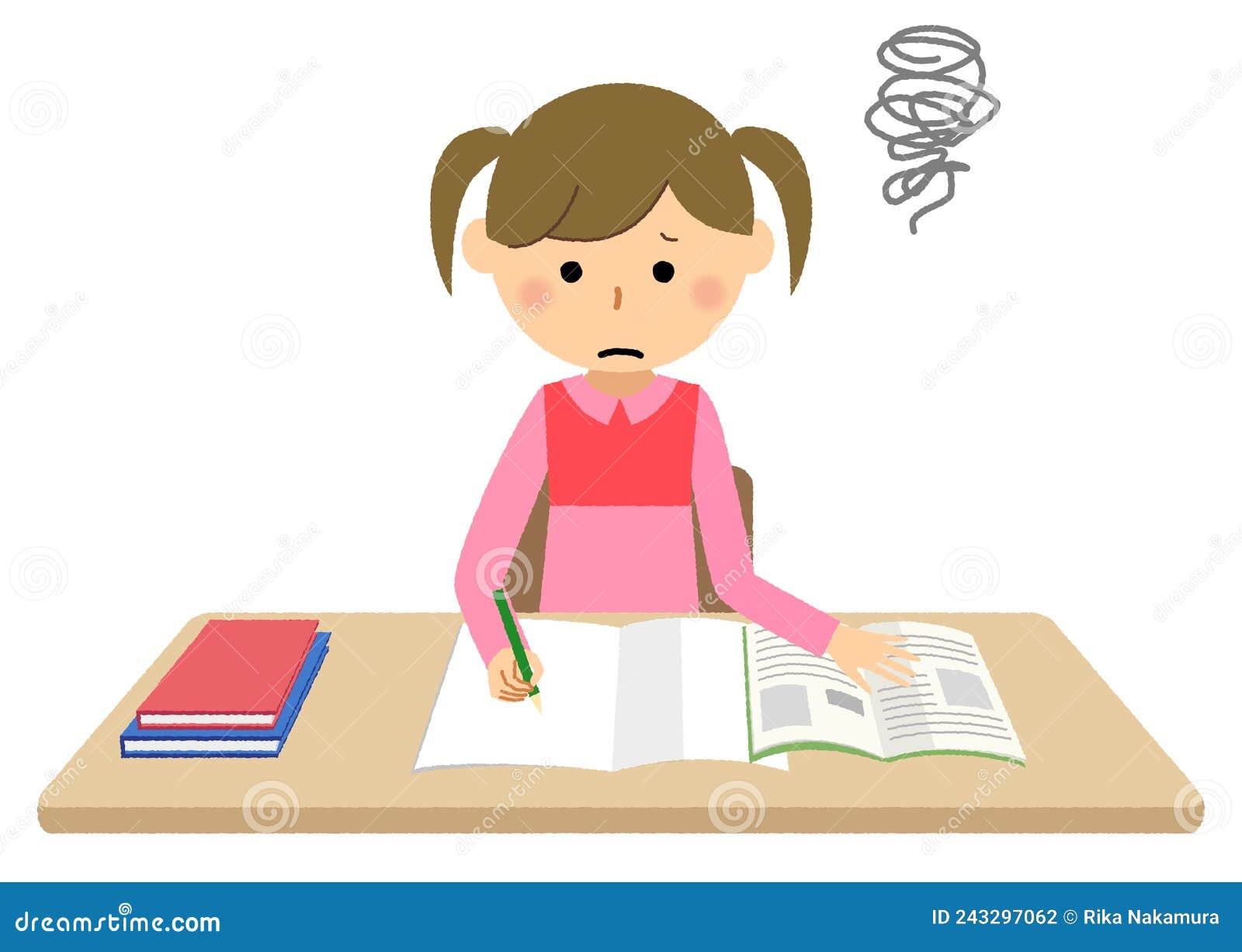 A Girl Who is in Trouble because she Doesn`t Understand Studying Stock ...
