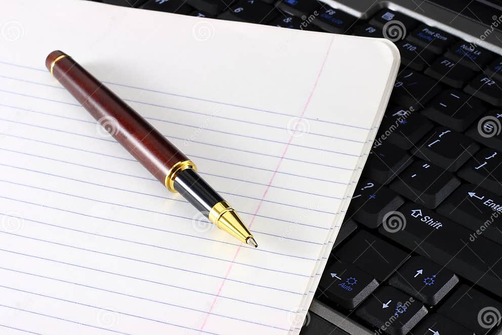 Notebook on Laptop Computer Stock Image - Image of ballpoint, computer ...