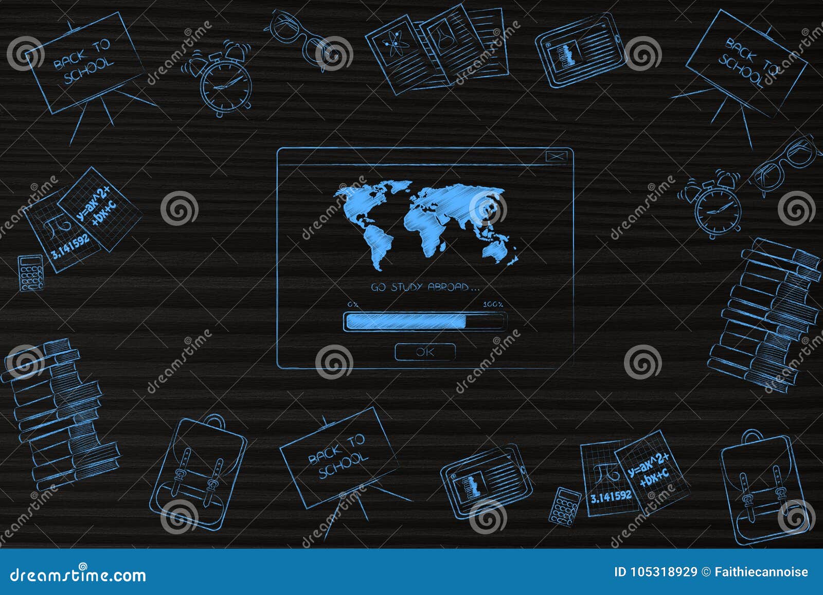 Study Abroad Pop-up with World Map Loading Surrounded by Mixed S Stock ...
