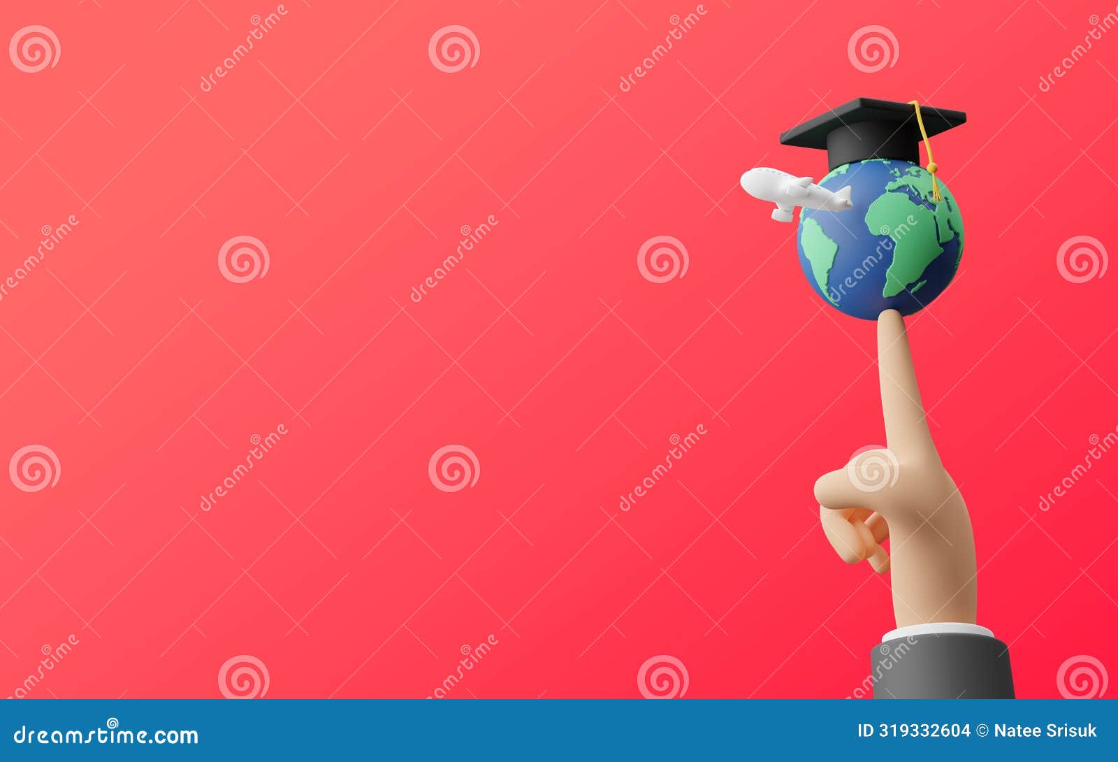 Study Abroad Concept Design of Globe Wearing a Graduation Cap and ...