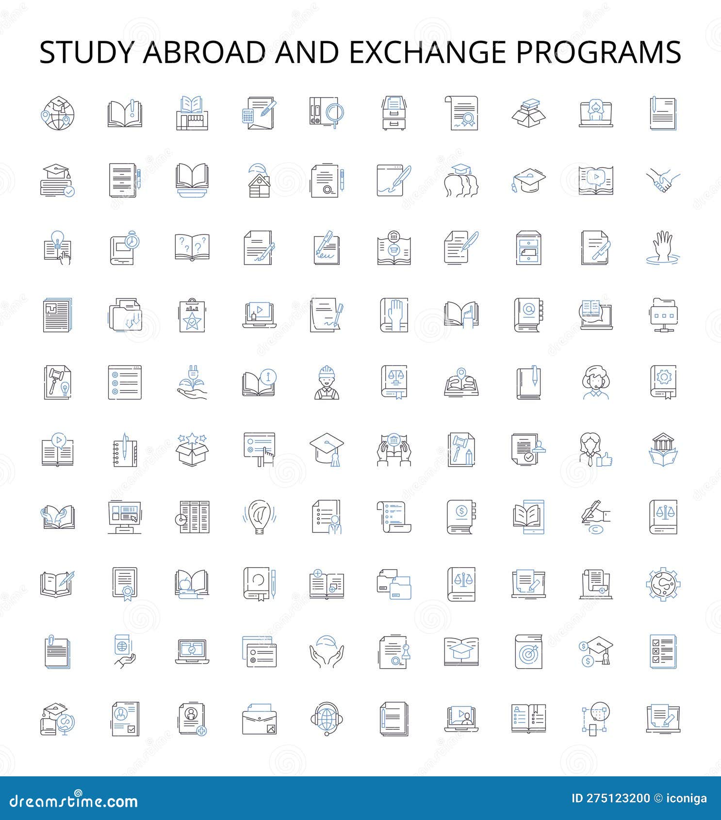 Study Abroad and Exchange Programs Outline Icons Collection. Exchange ...