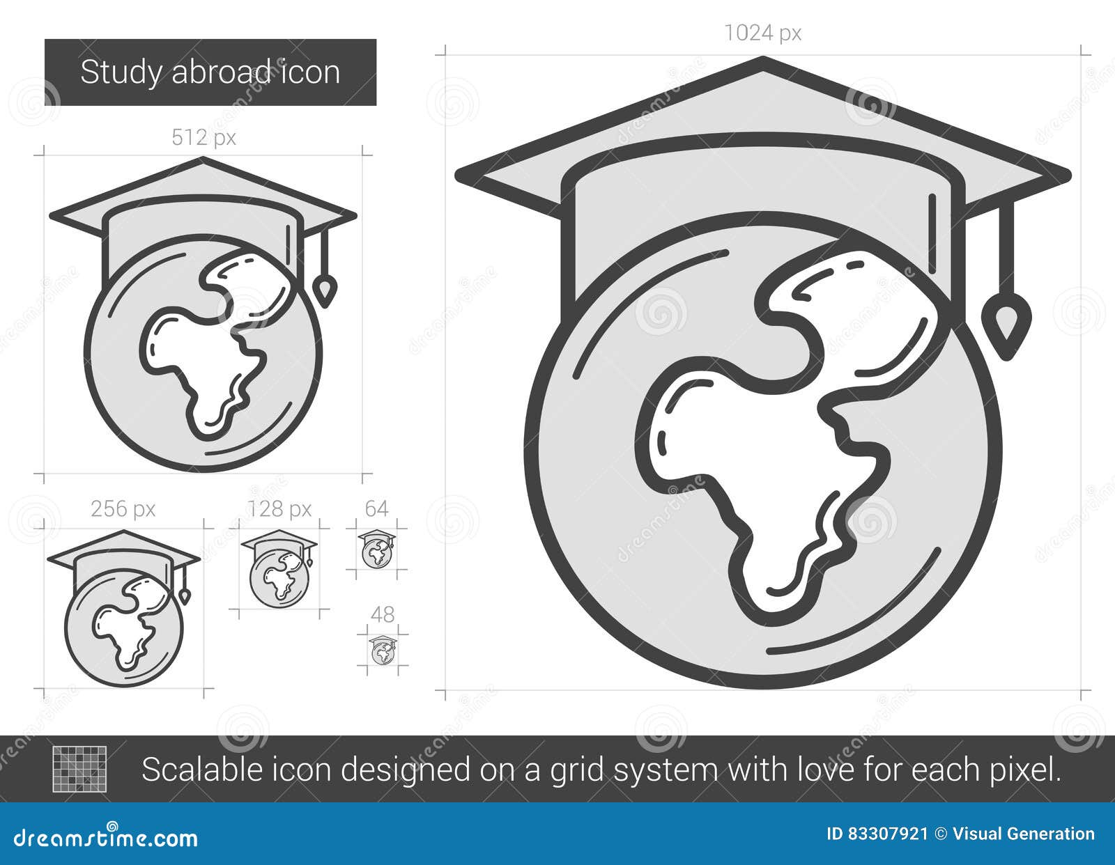 Study abroad line icon. stock vector. Illustration of educational ...