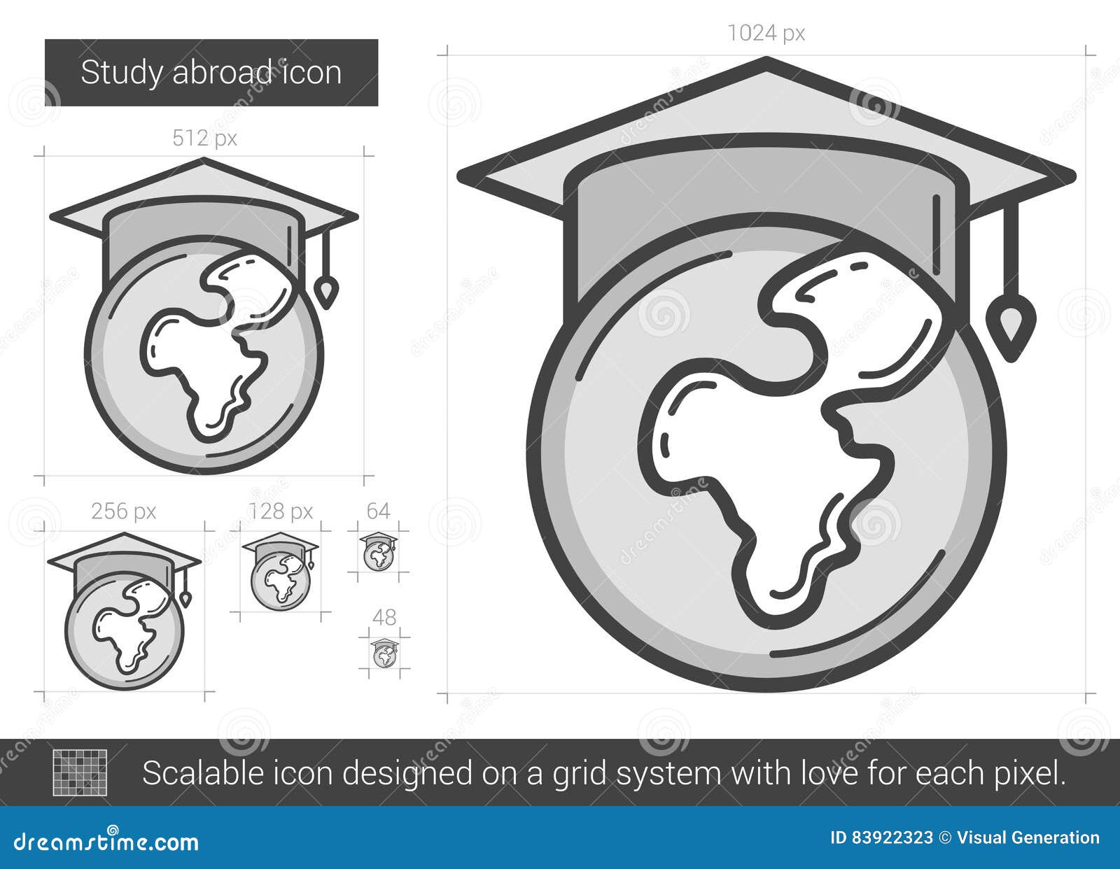 Study abroad line icon. stock vector. Illustration of draw - 83922323