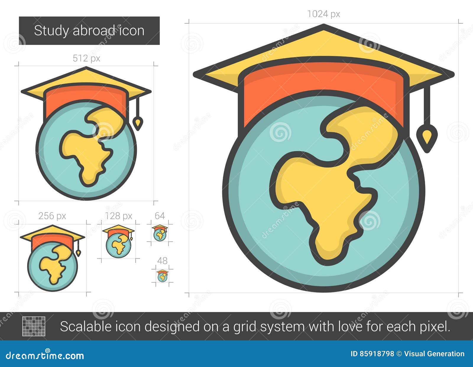 Study abroad line icon. stock vector. Illustration of globe - 85918798