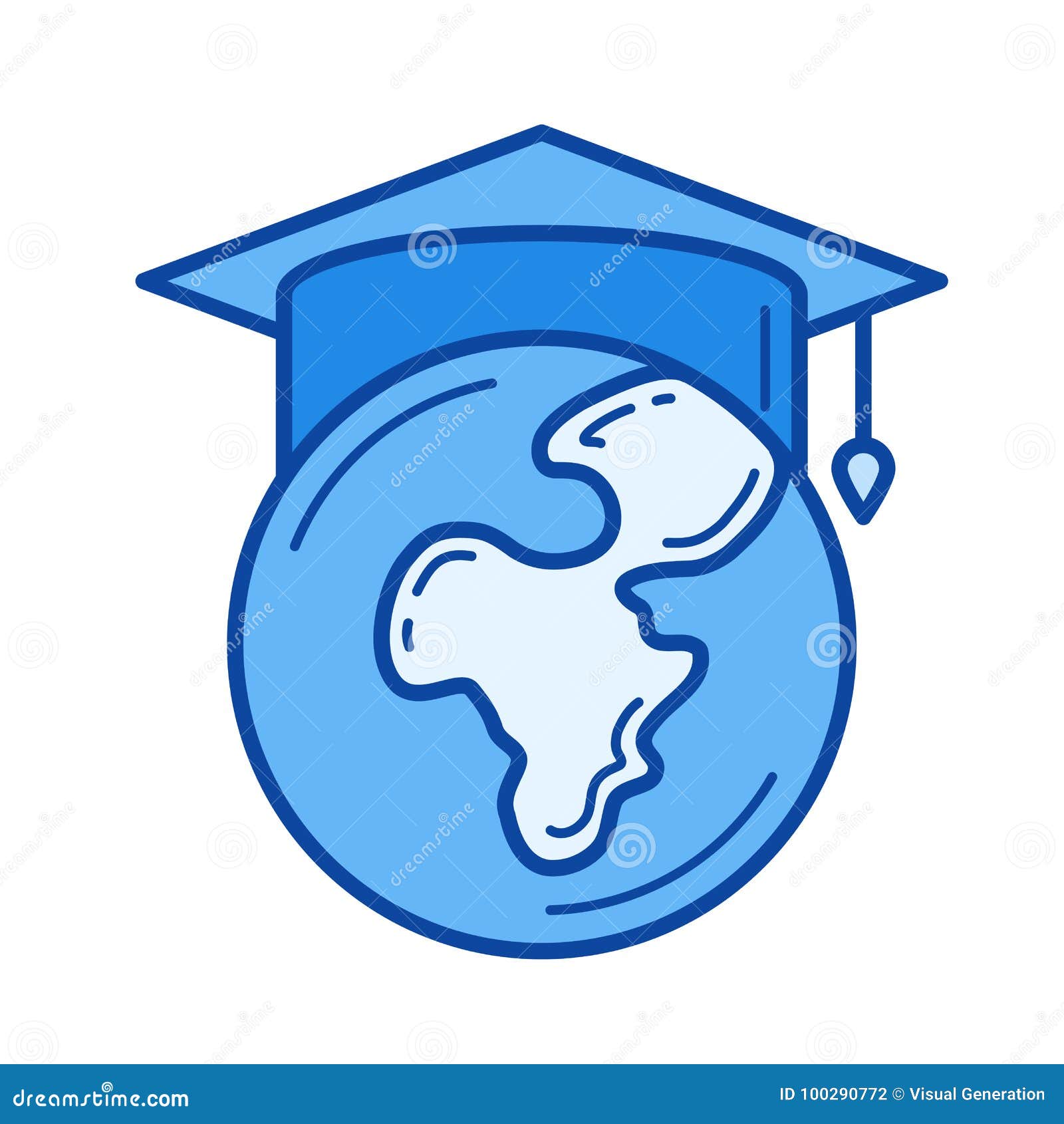 Study Abroad & Graduation Icon Set In Thin Line Style Vector ...