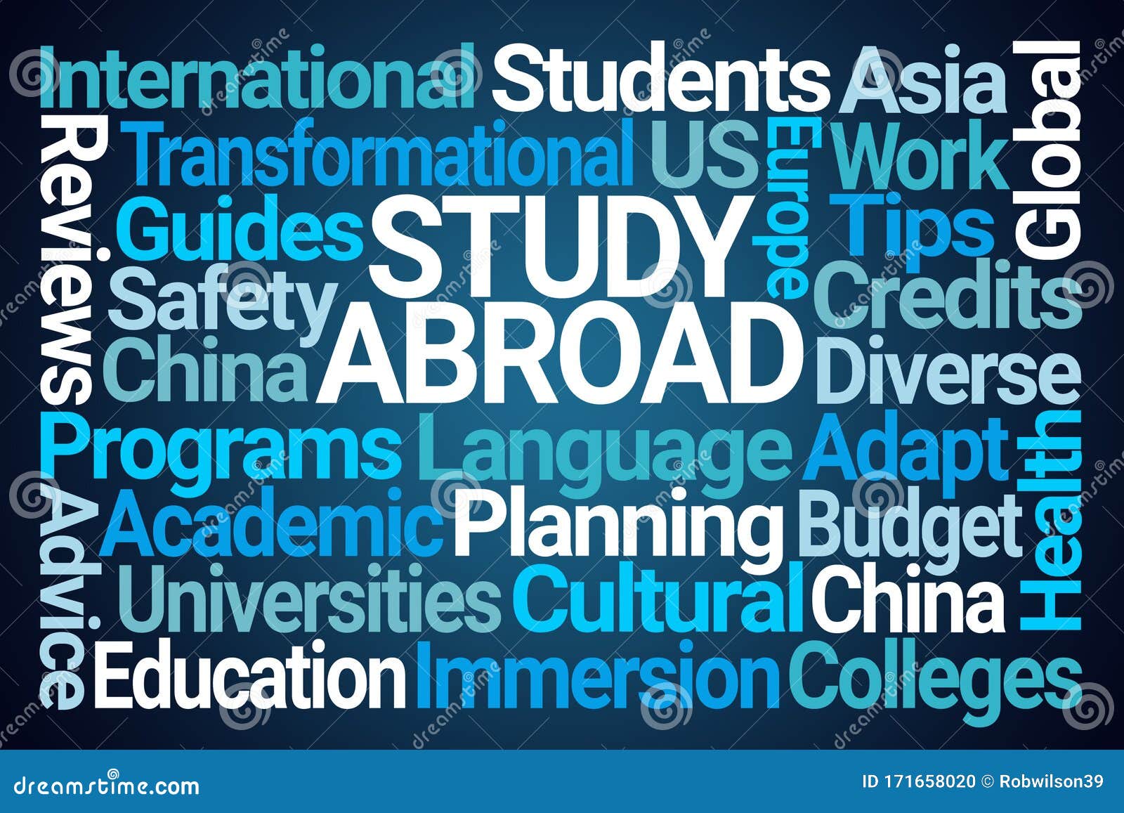 Study Abroad Word Cloud stock illustration. Illustration of college ...
