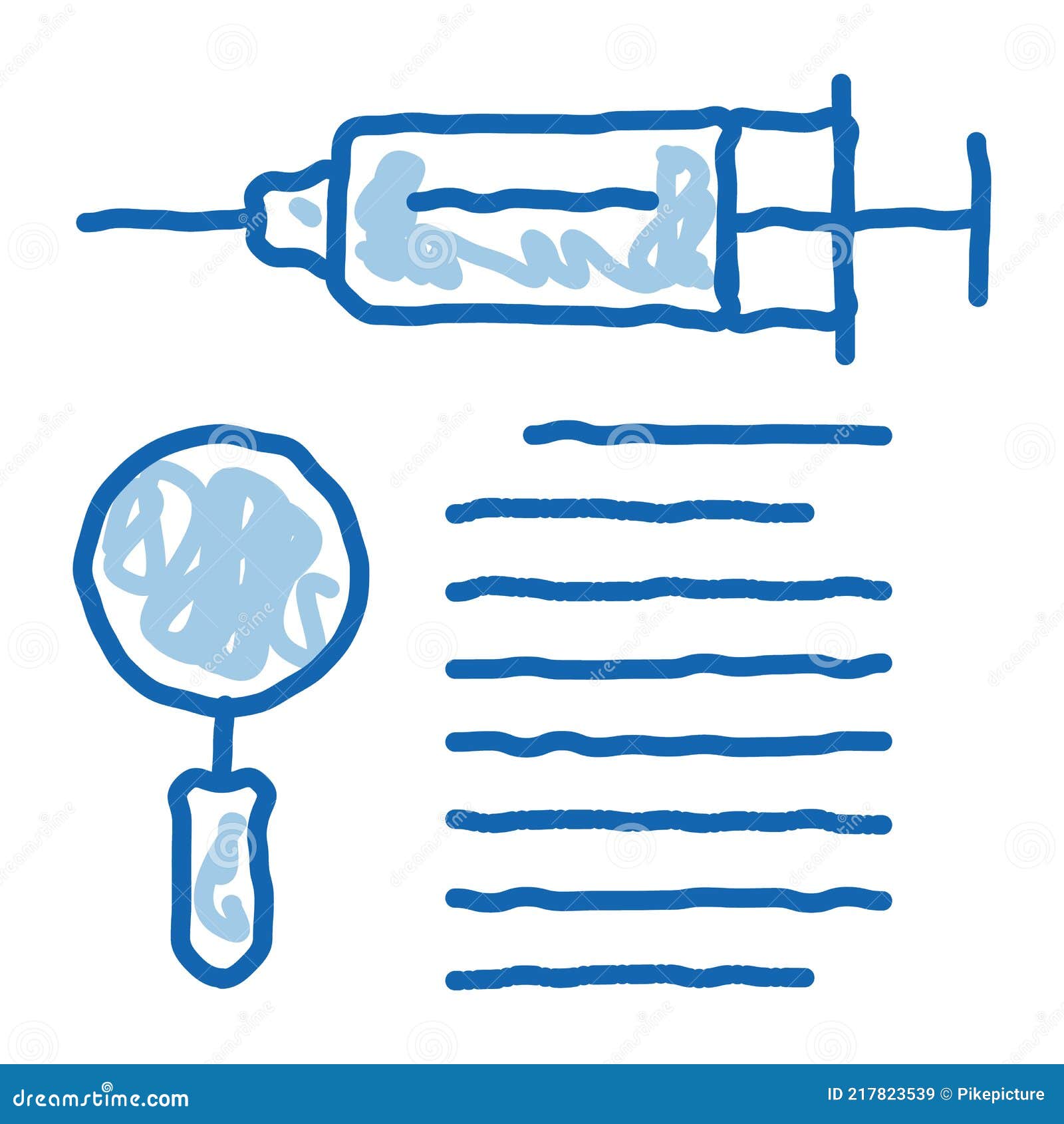 Study of Action of Injection Doodle Icon Hand Drawn Illustration Stock ...