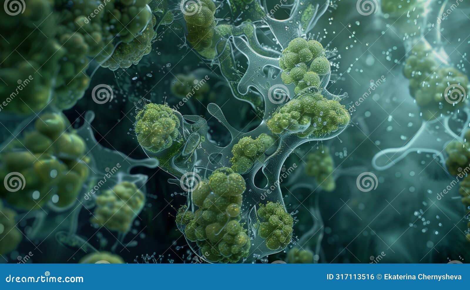 The Study of Alien Bacteria. Close-up of a Collection of Various ...